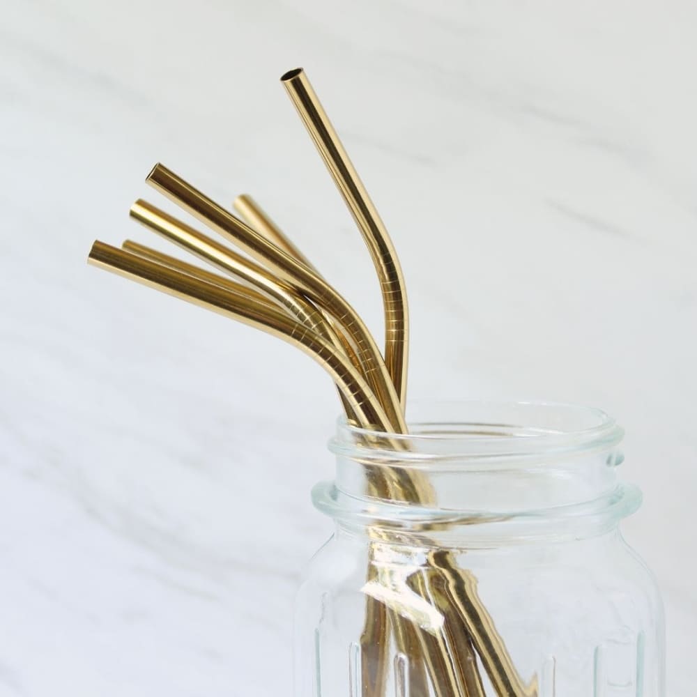 ONEarth - Brass / Copper Straws With Cleaner - Pack of 2